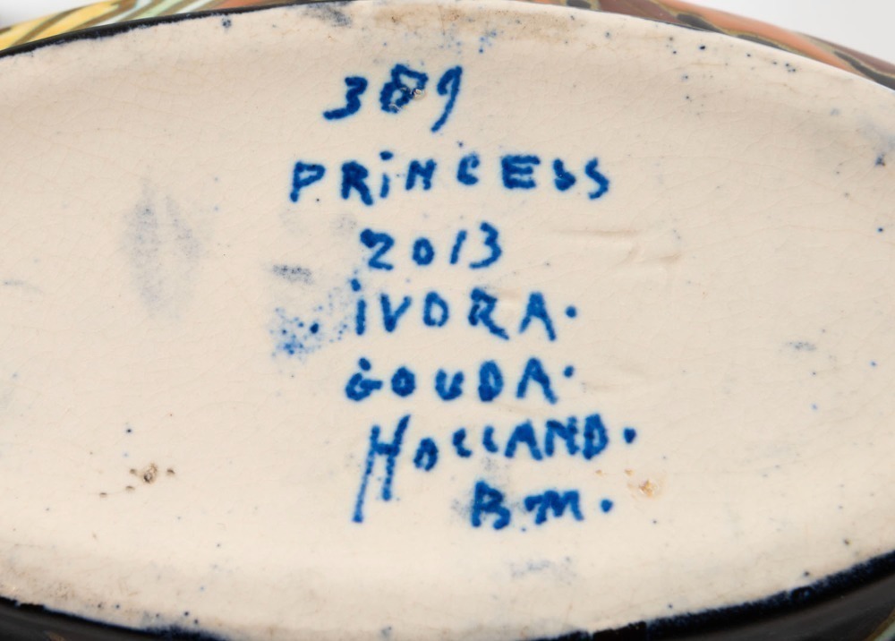 GOUDA Dutch pottery inkwell, candlestick, jardiniere, jug, flower ...