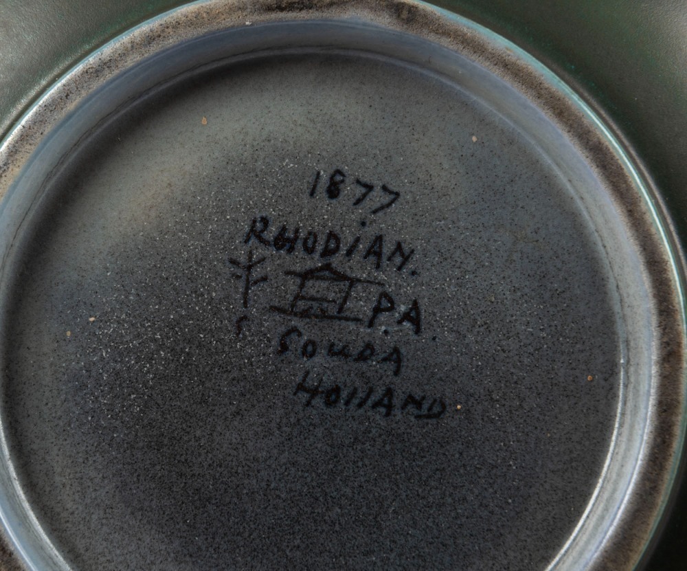 GOUDA Dutch pottery inkwell, candlestick, jardiniere, jug, flower ...