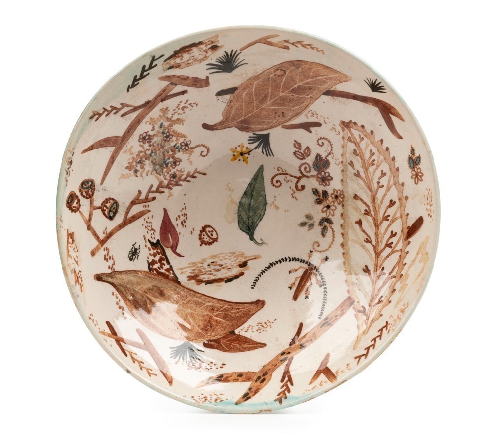 ARTHUR MERRIC BOYD rare pottery bowl with hand-painted beetle, leaves ...