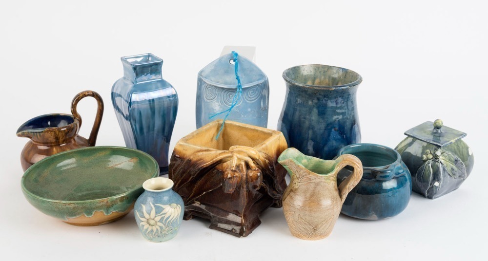 Ten assorted Australian art pottery vases and jugs including HARVEY ...