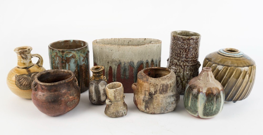 Ten assorted Australian studio pottery vases, including CHESTER NEALIE ...