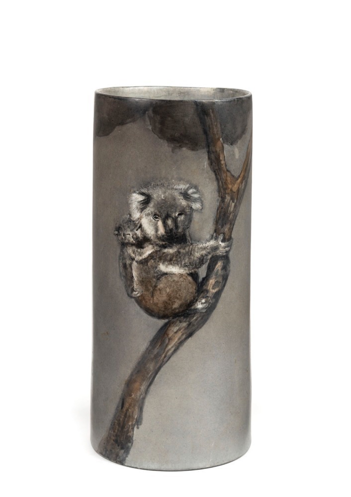 ADA NEWMAN hand-painted porcelain koala vase, signed Ada Newman, N.S.W ...