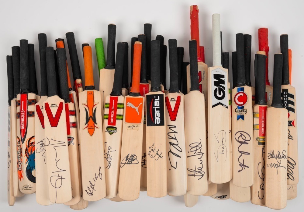 Signed miniature cricket bats, each with its own Certificate of ...