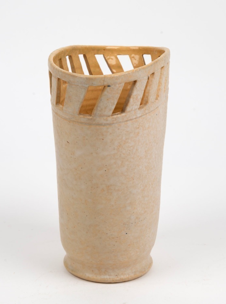 ALLAN LOWE early pottery vase with pierced frieze, incised Handmade ...