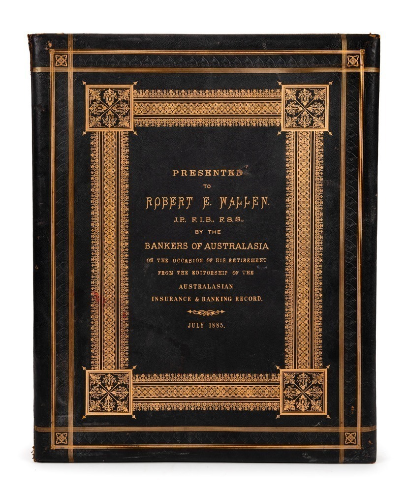 AN ILLUMINATED MANUSCRIPT PRESENTATION. A most attractive leather-bound ...
