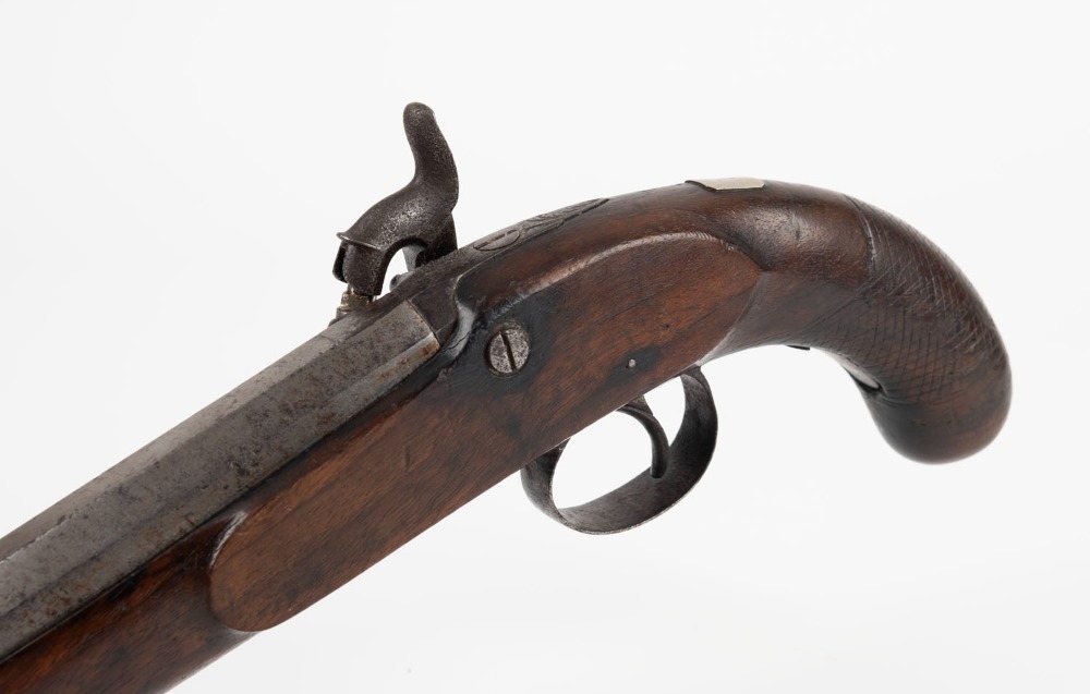 An antique octagonal barrel, single shot muzzle load percussion cap ...