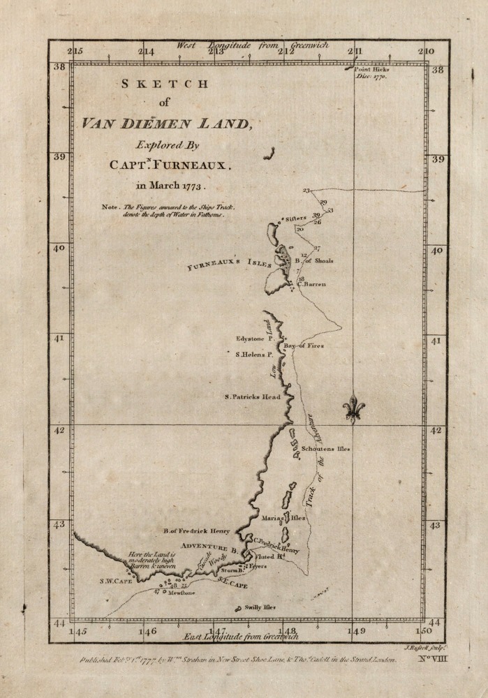 Captain TOBIAS FURNEAUX (1735 - 1781), Sketch of Van Diemen Land ...