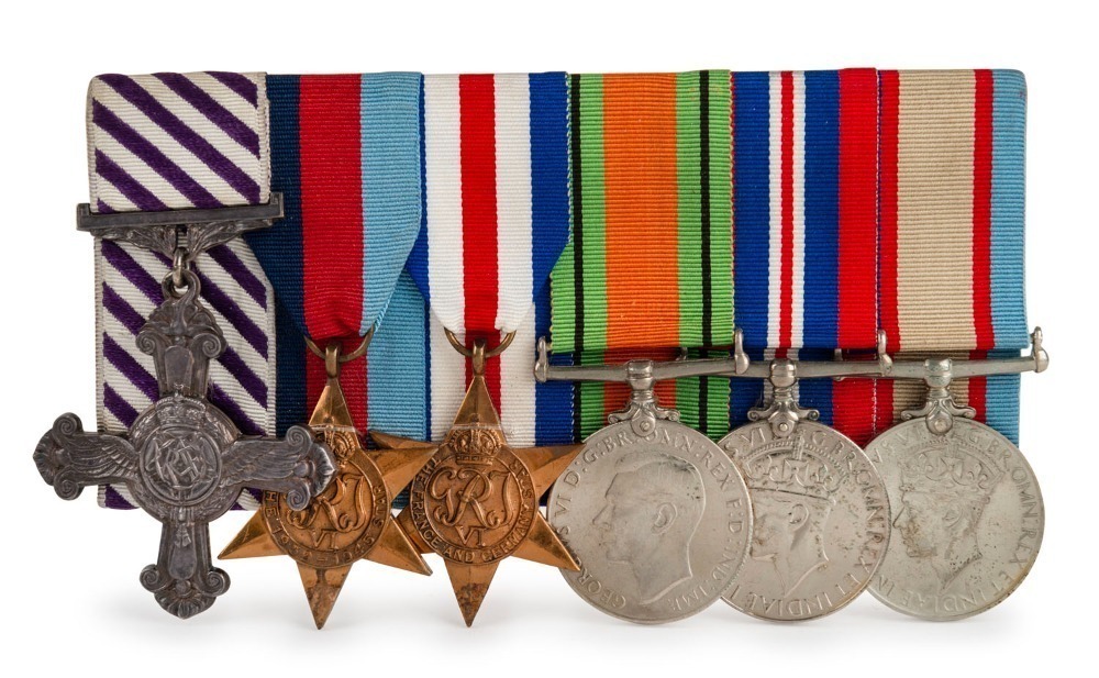 THE DFC GVI GROUP OF SIX MEDALS TO FLYING OFFICER VICTOR CLARENCE ...