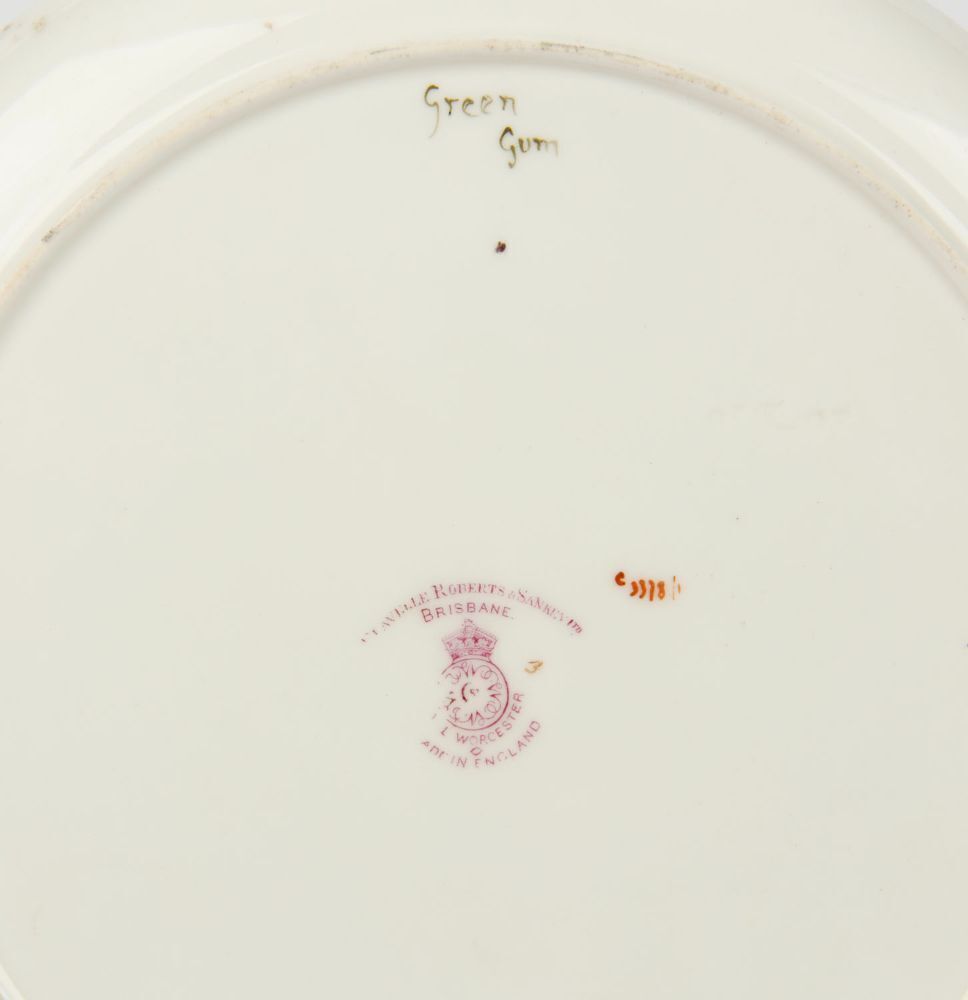 ROYAL WORCESTER Green Gum antique English porcelain cabinet plate, puce ...