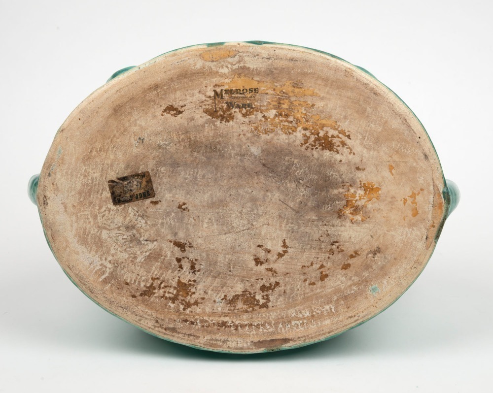 MELROSE WARE green glazed pottery possum trough, stamped Melrose Ware ...