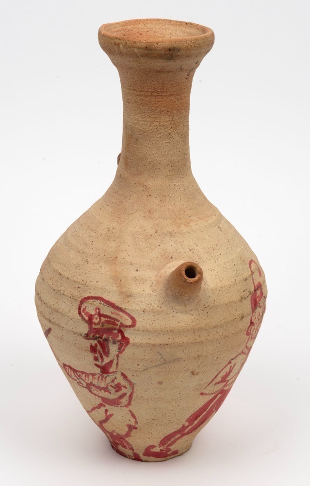 WWII period Australian military folk art painted Greek pottery vessel ...