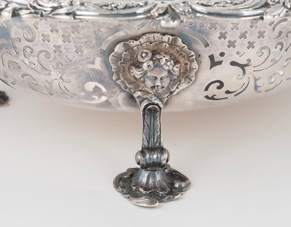 An antique Rococo English sterling silver basket by the famed female ...