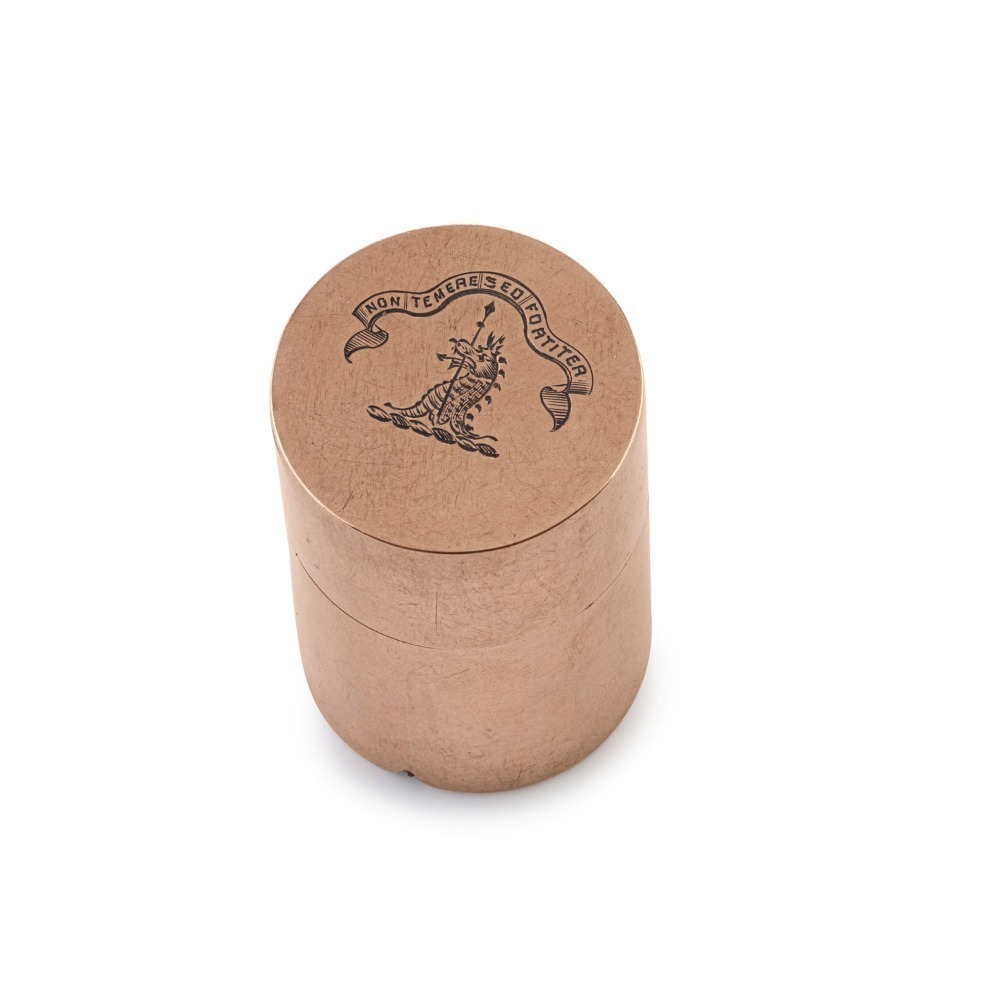 HARROP of Sydney antique 9ct rose gold vesta with engraved crest and ...