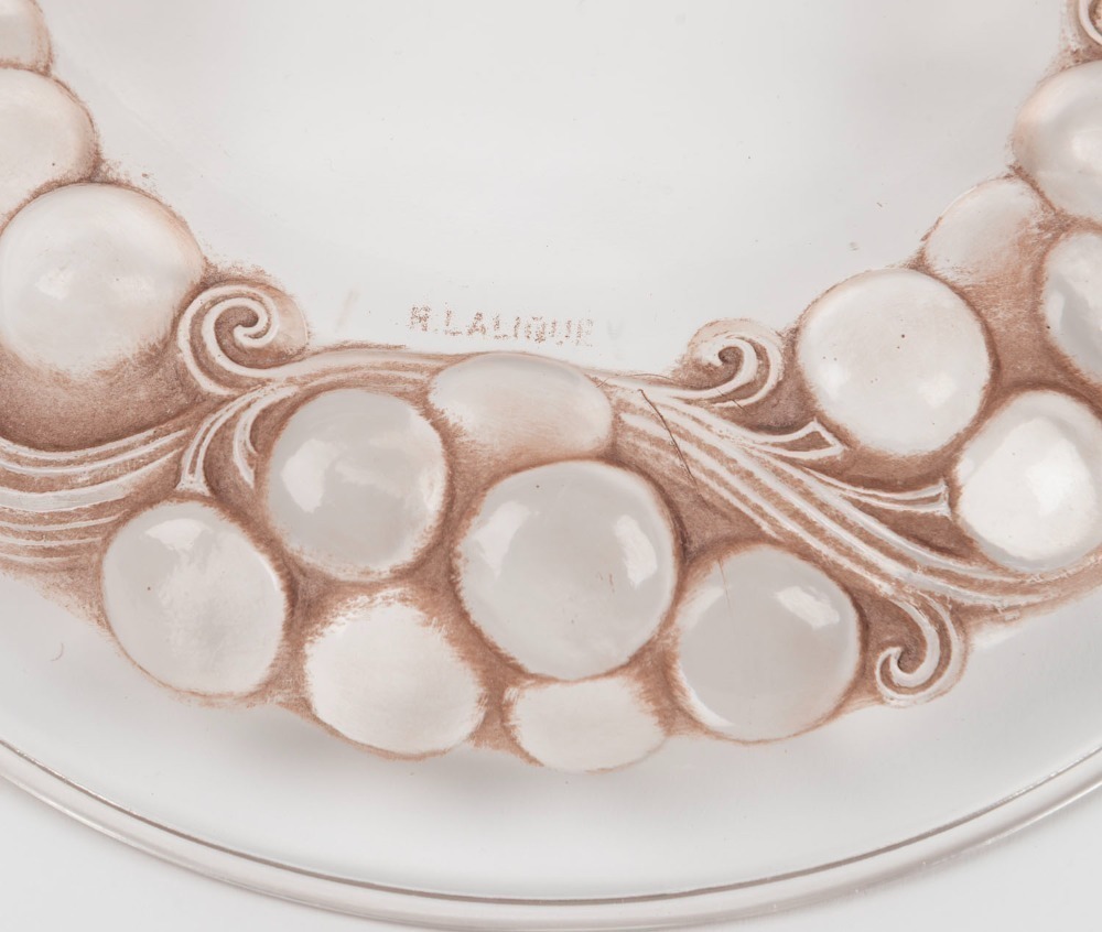 LALIQUE French glass set of six Art Deco plates and matching bowls with ...