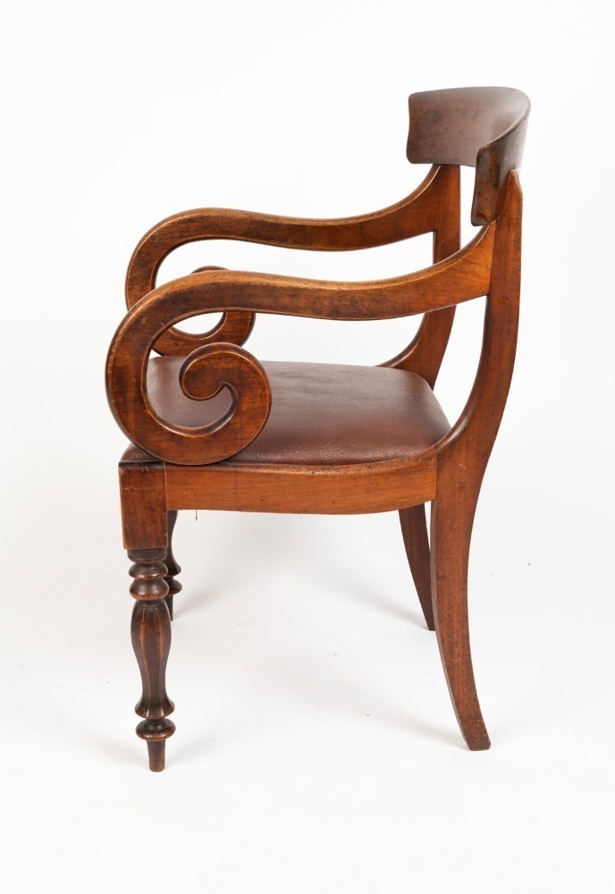 An antique Colonial Australian cedar carver chair with Trafalgar back ...