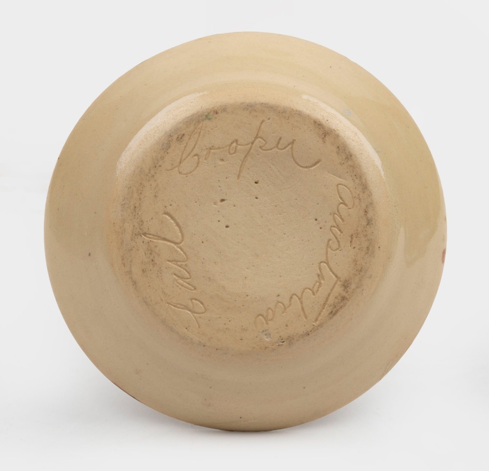 CARL COOPER pottery pin dish with sgraffito Aboriginal motif, incised ...