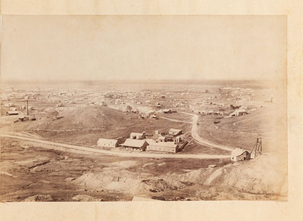 MINING TOWN: Impressive photographic panorama comprised of four albumen ...