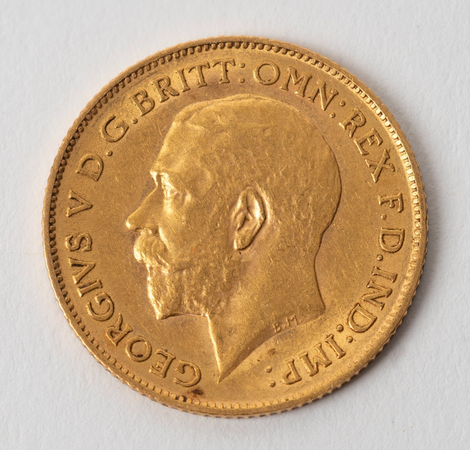 Great Britain: 1912 Half Sovereign, George V, St. George reverse, EF.