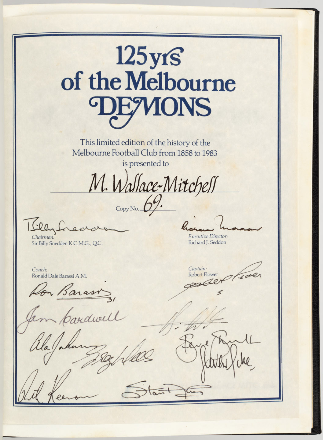 MELBOURNE: Limited edition book, 125 Years of the Melbourne Demons -The ...