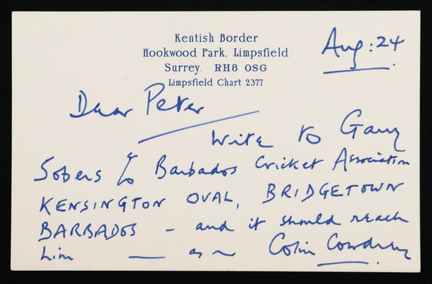 DON BRADMAN hand-written and signed letter, 11th August 1976, on his ...