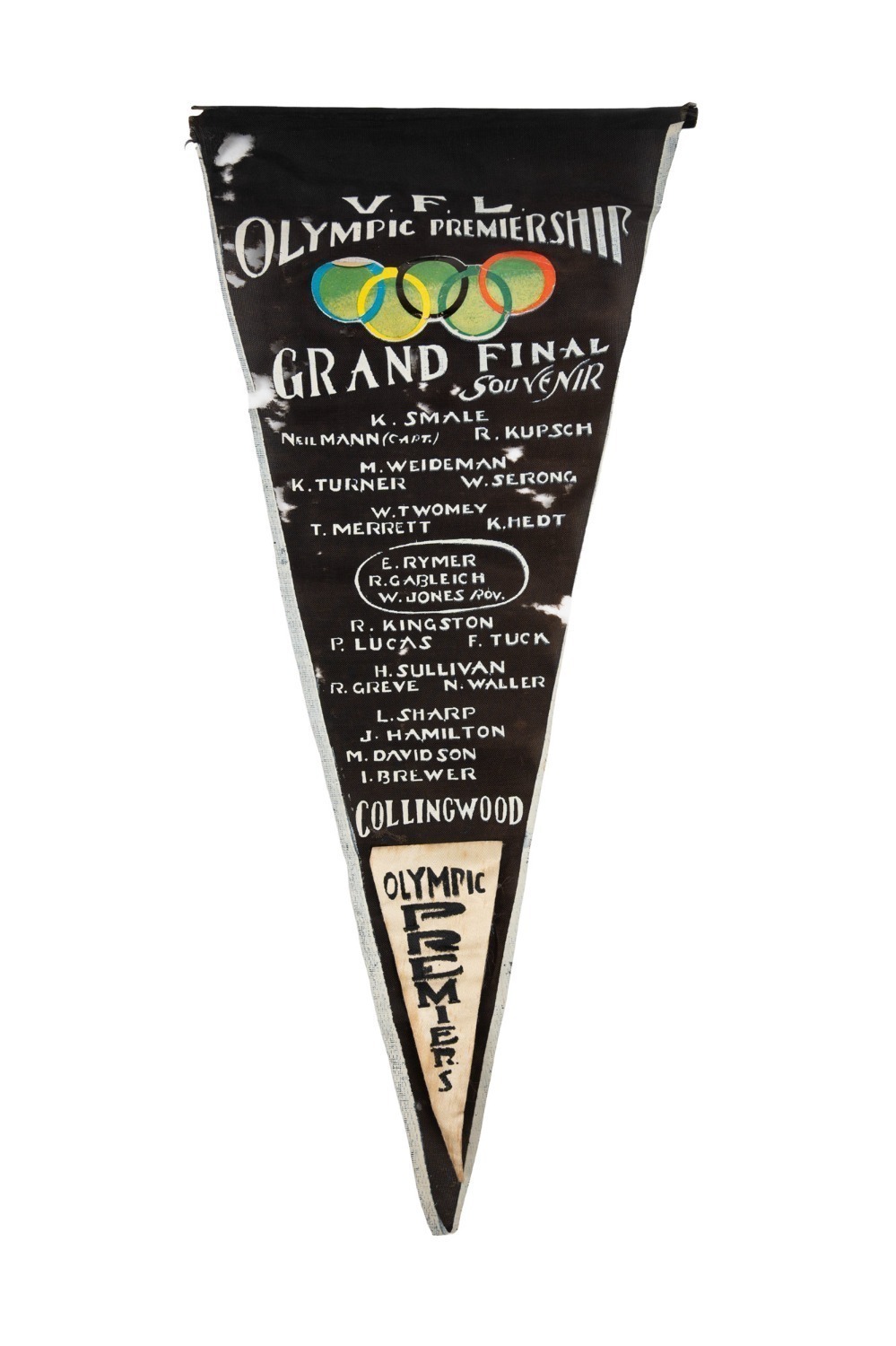 1956 MELBOURNE OLYMPIC PREMIERSHIP: Souvenir pennant incorporating the ...