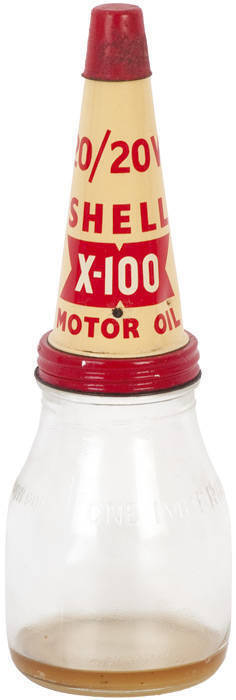 SHELL X-100 Oil bottle: 20/20W X-100 Pint bottle with capped lid in ...
