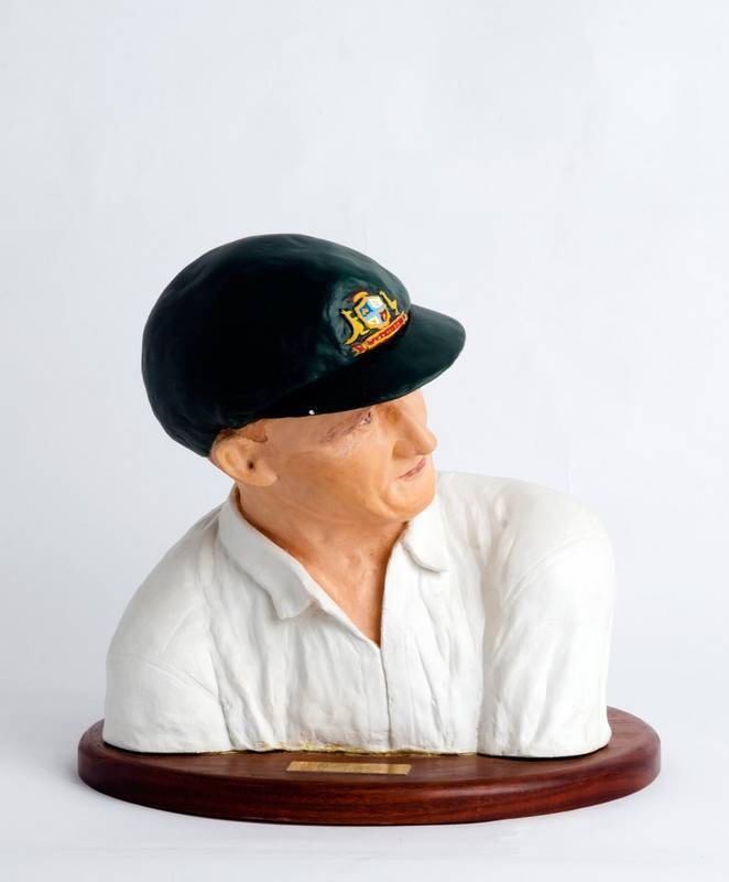 DON BRADMAN BUST: The Don bust by sculptor Edwin Leech, signed to base ...