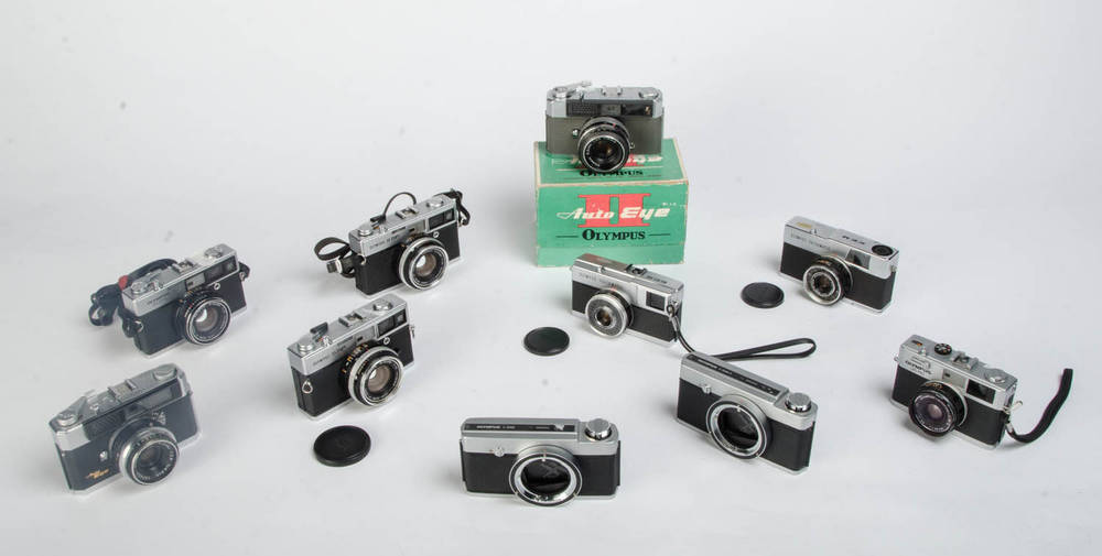 OLYMPUS KOGAKU (Japan): A group of Olympus 1960's and 1970's cameras ...